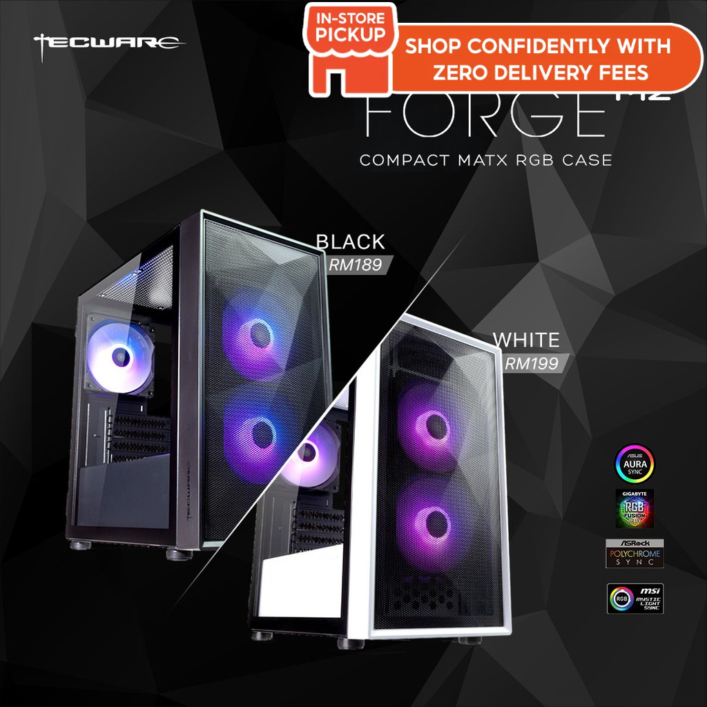 # TECWARE Forge M2 - ARGB T.G mATX Gaming Case # [Black/White] | Shopee ...