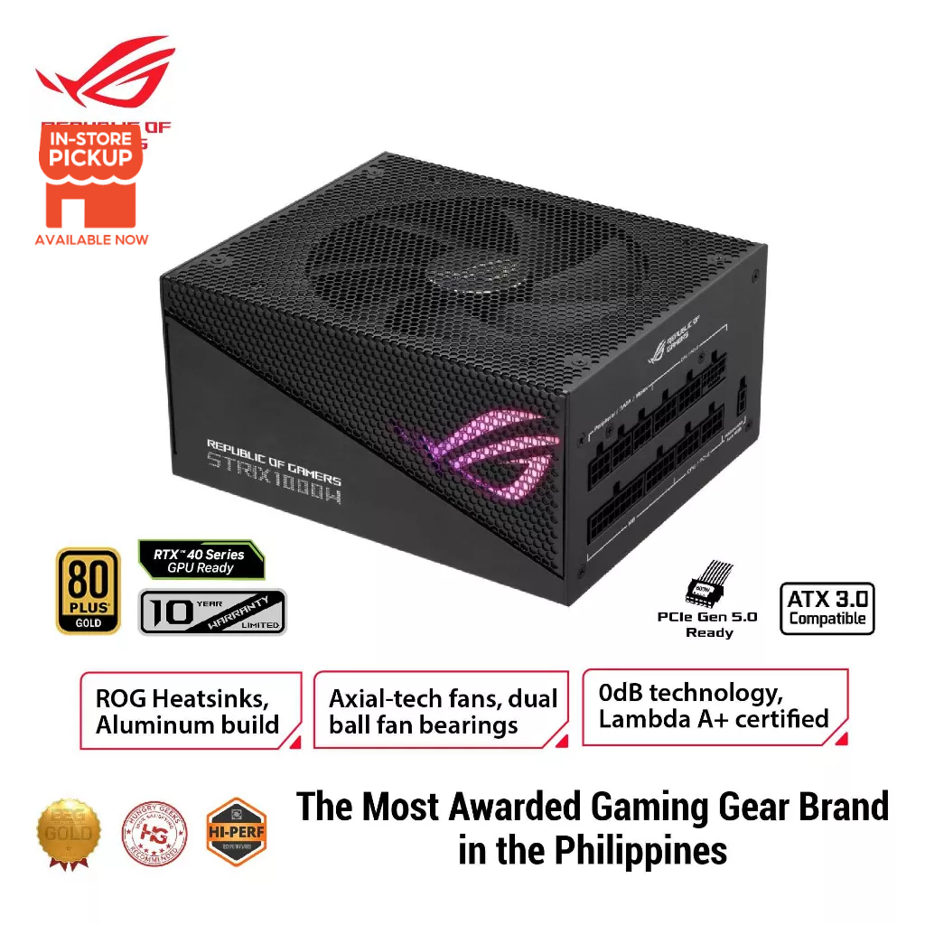 ASUS ROG Strix 1000W Gold Aura Edition (Fully Modular Power Supply,Aura ...