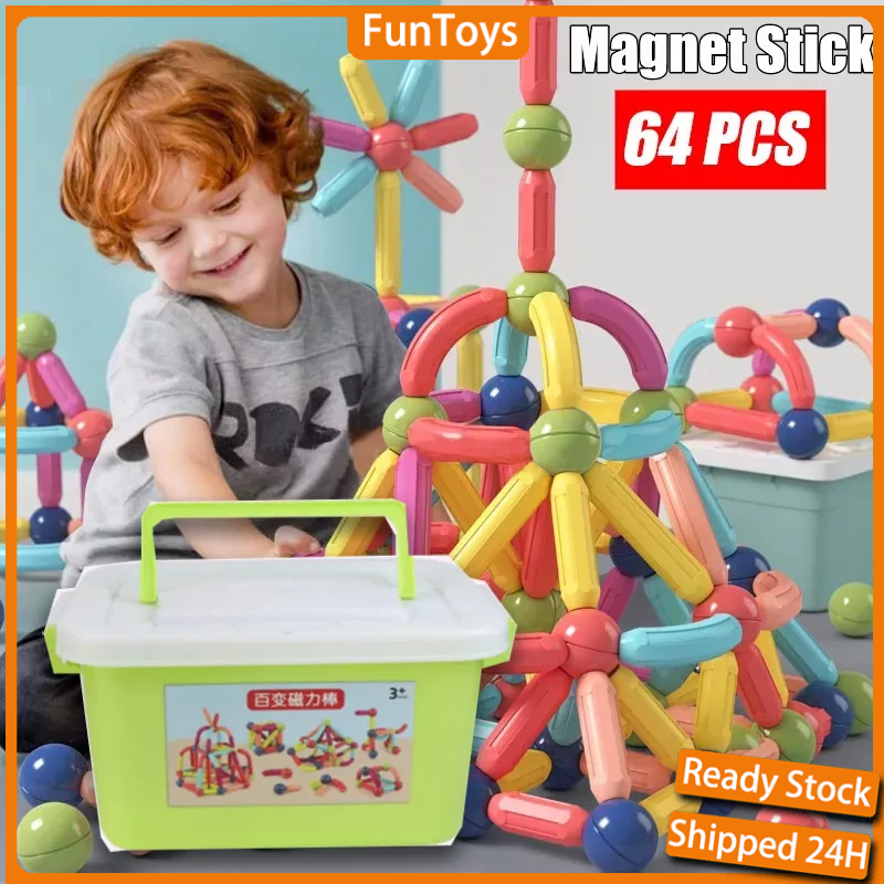 🌈In Stock🌈260PCS Kids Magnetic Stick Balls Building Toy Blocks With ...