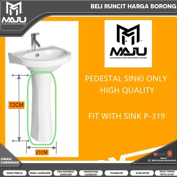 MAJU PEDESTAL SINKI P-319 / KAKI SINKI *kaki sinki sahaja* | Shopee ...