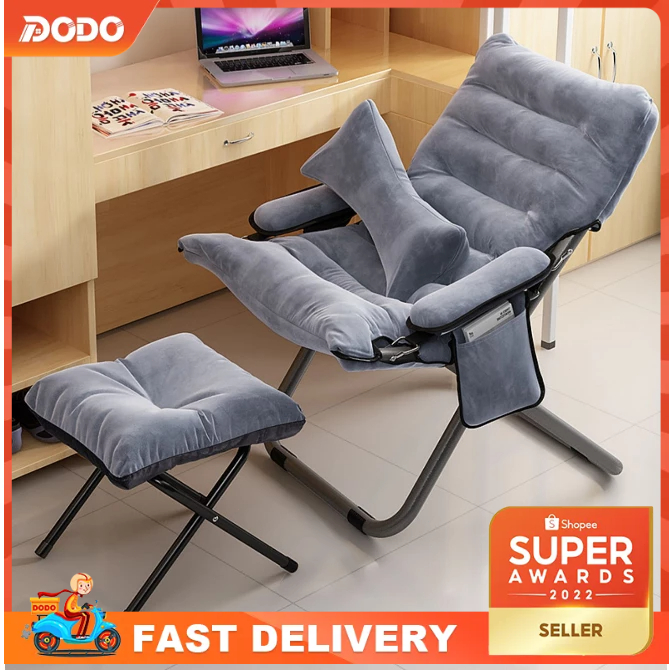 DO Foldable Lazy Sofa Chair With Footrest Bedroom Living Room Folding ...