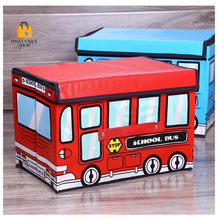 Cute Cartoon School Bus Shape Storage Box Foldable Waterproof Kotak ...