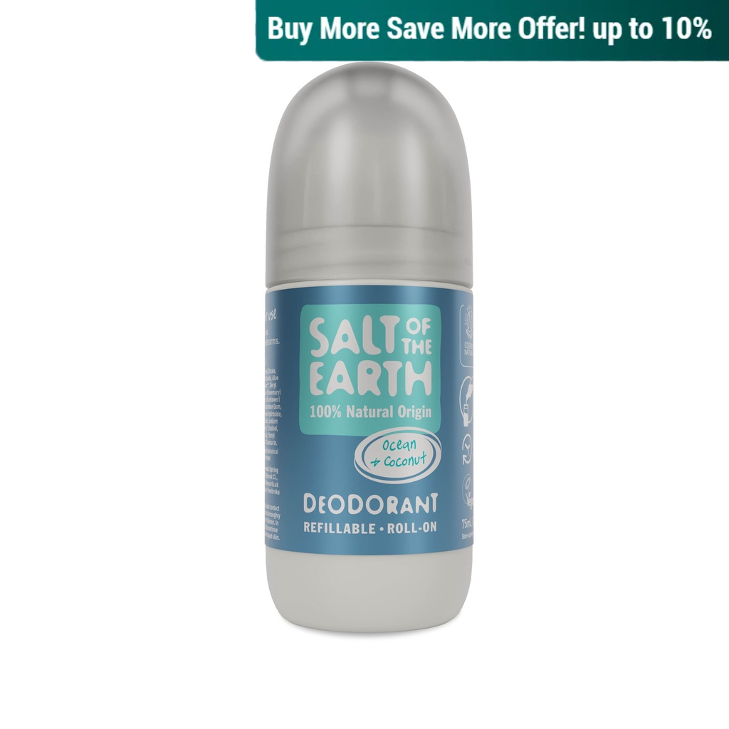 Salt of the Earth, Ocean & Coconut Natural Refillable Roll-On Deodorant ...