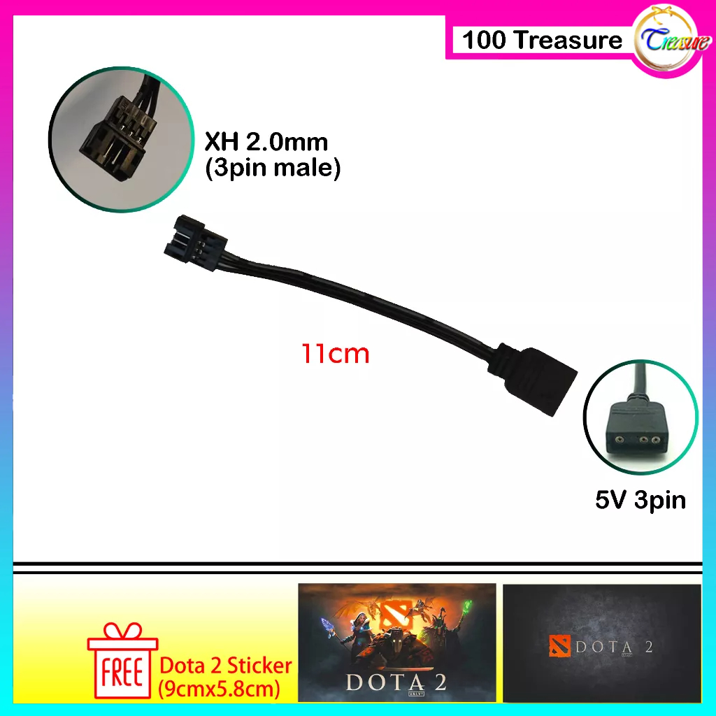 5V ARGB 3pin convert to XH 2.0mm Small 4Pin Cable Mobo Motherboard LED ...