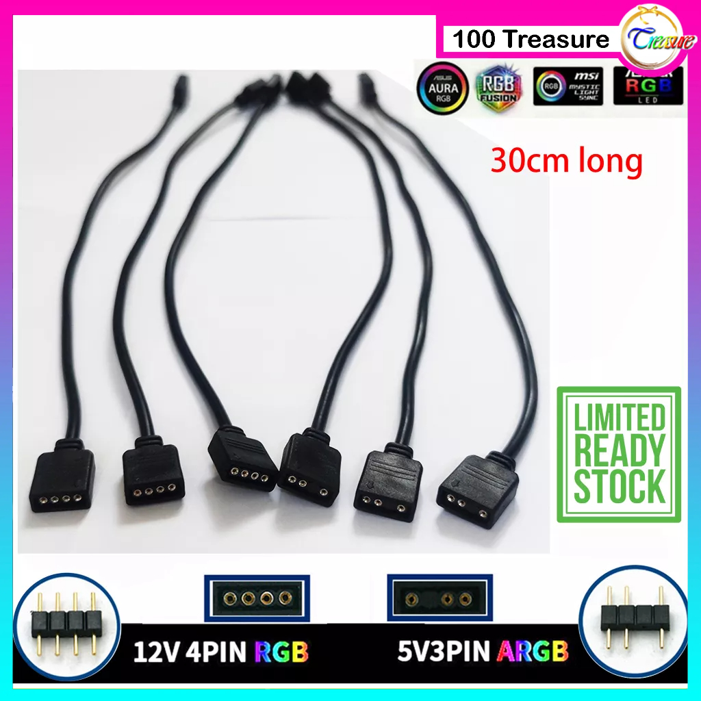 Cooler Master Addressable RGB 1 To 1 ARGB 3pin Cable RGB 4pin for Asus ...