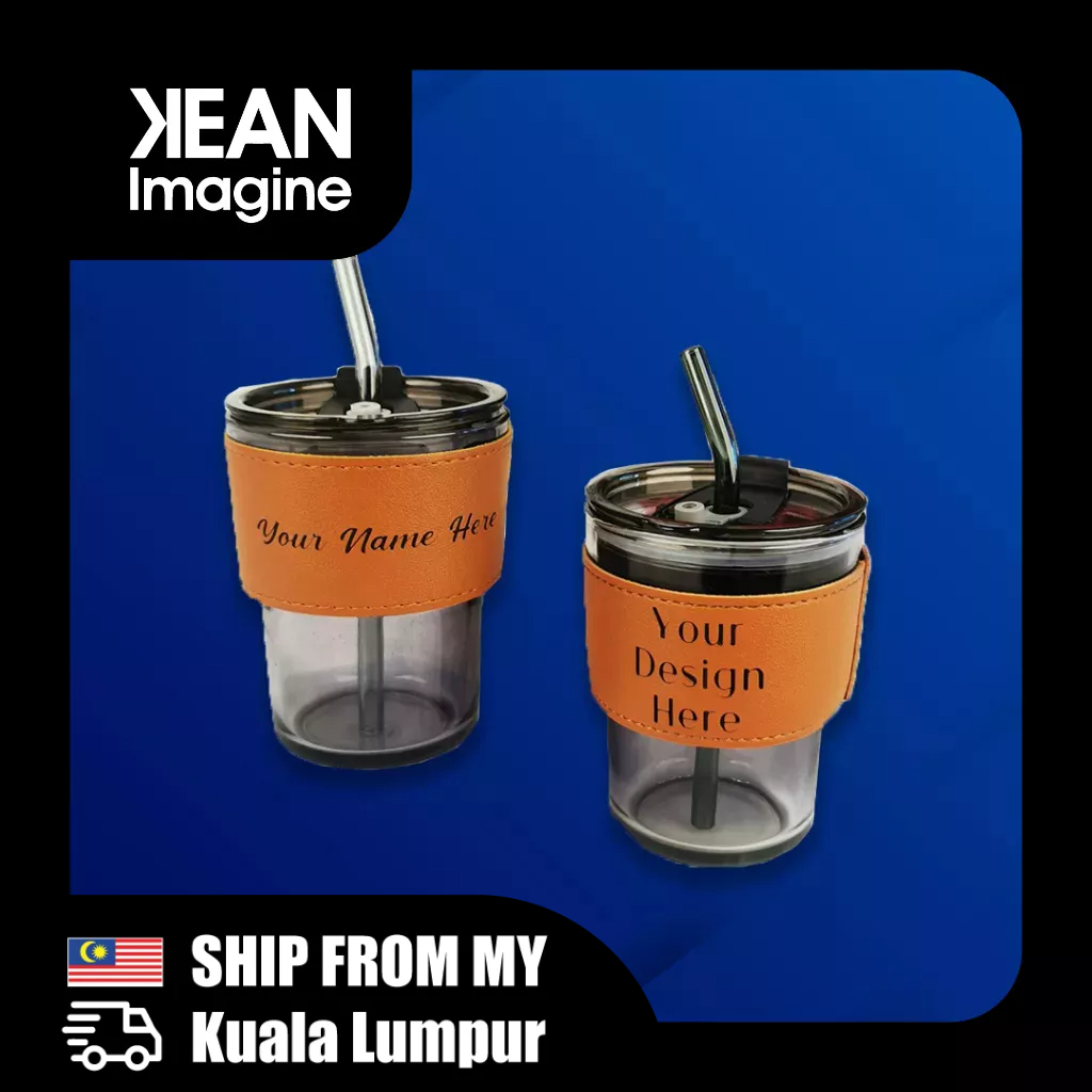 Custom Name ENGRAVE On Glass Straw Cup with Lid Heat Cold Resistant ...