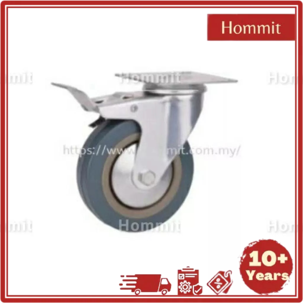 2" Heavy duty rubber castor Wheel with stopper | Shopee Malaysia