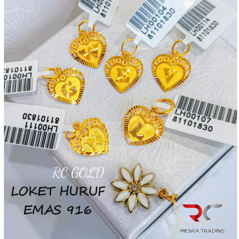 LOKET HURUF LOVE EMAS TULEN 916 LK ABC EMAS 916 GOLD ALPHABETS PENDANTS ...