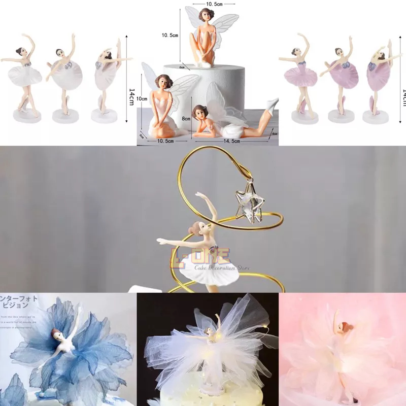 3pcs Set Ballet Girl Skirt Cake Topper Cake Decoration | 芭蕾舞跳舞女孩 纱裙 ...