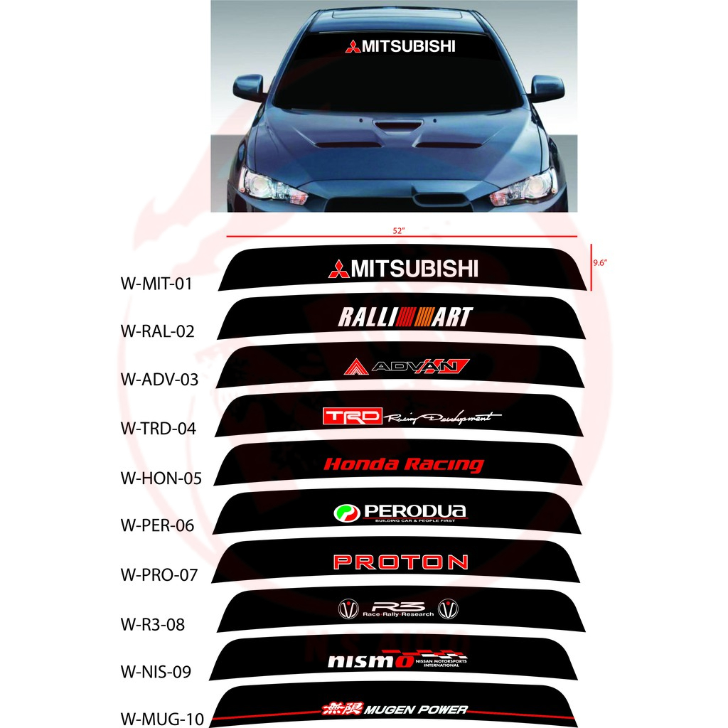 Sticker Front Car Windscreen Windshield Sticker 130cm X 24cm Car Mirror ...