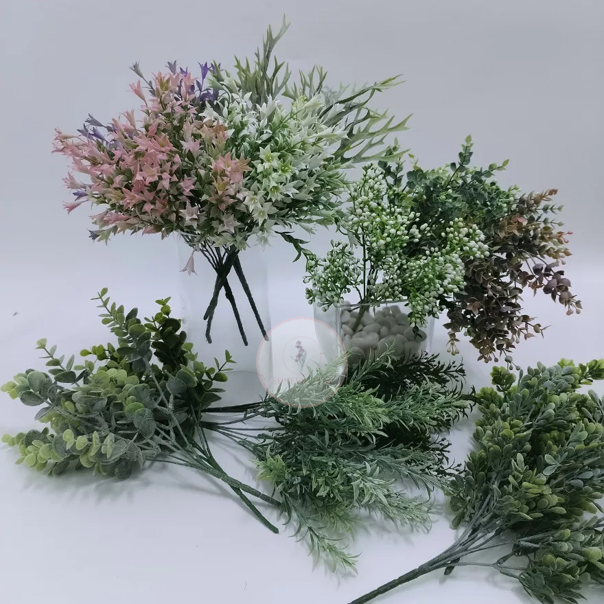 Artificial Mini Leaves Bush / Antler / Bell Flower / Milan bud / Milan ...
