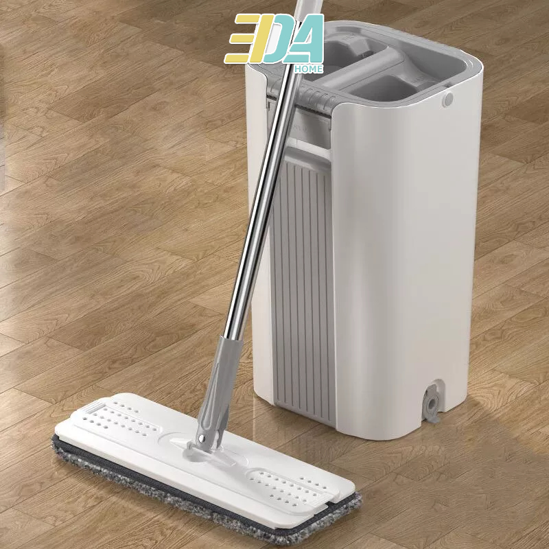 Mop Self-Wash And Squeeze Dry Flat Mop With Bucket Microfiber Mop Pad ...
