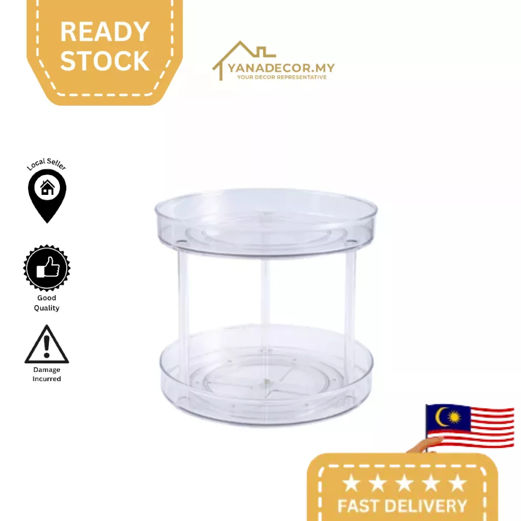 [READY STOCK] Transparent rotating 2 tier rak 2 tingkat transparent ...