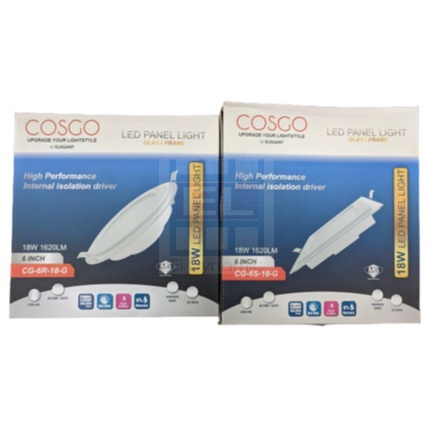 COSGO LED DOWNLIGHT *GLASS FRAME* 6" 18W SQUARE/ROUND WARM WHITE 3000K ...