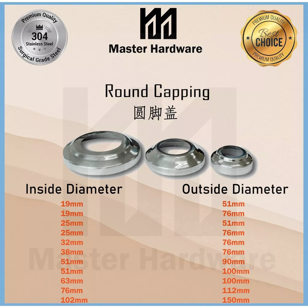 SS304 ROUND CAPPING 圆脚盖 Q030 (B) | Shopee Malaysia