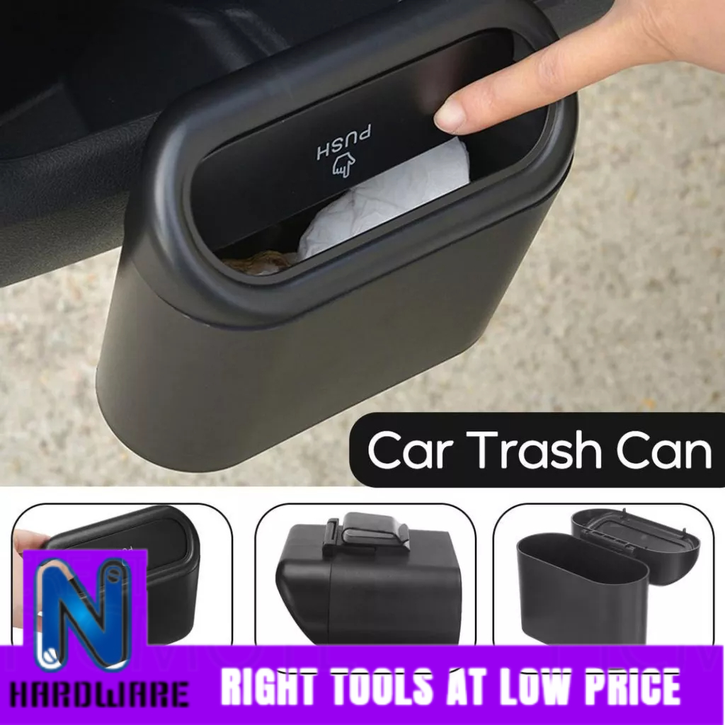 NHOME Car Rubbish Bin With Lid Cover Holder Dustbin Trash Can Tong ...