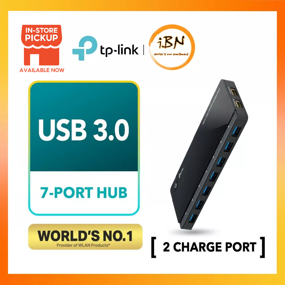 TP-Link USB 3.0 7-Port Portable Plug and Play Hub with 2 Exclusive 5V/2 ...