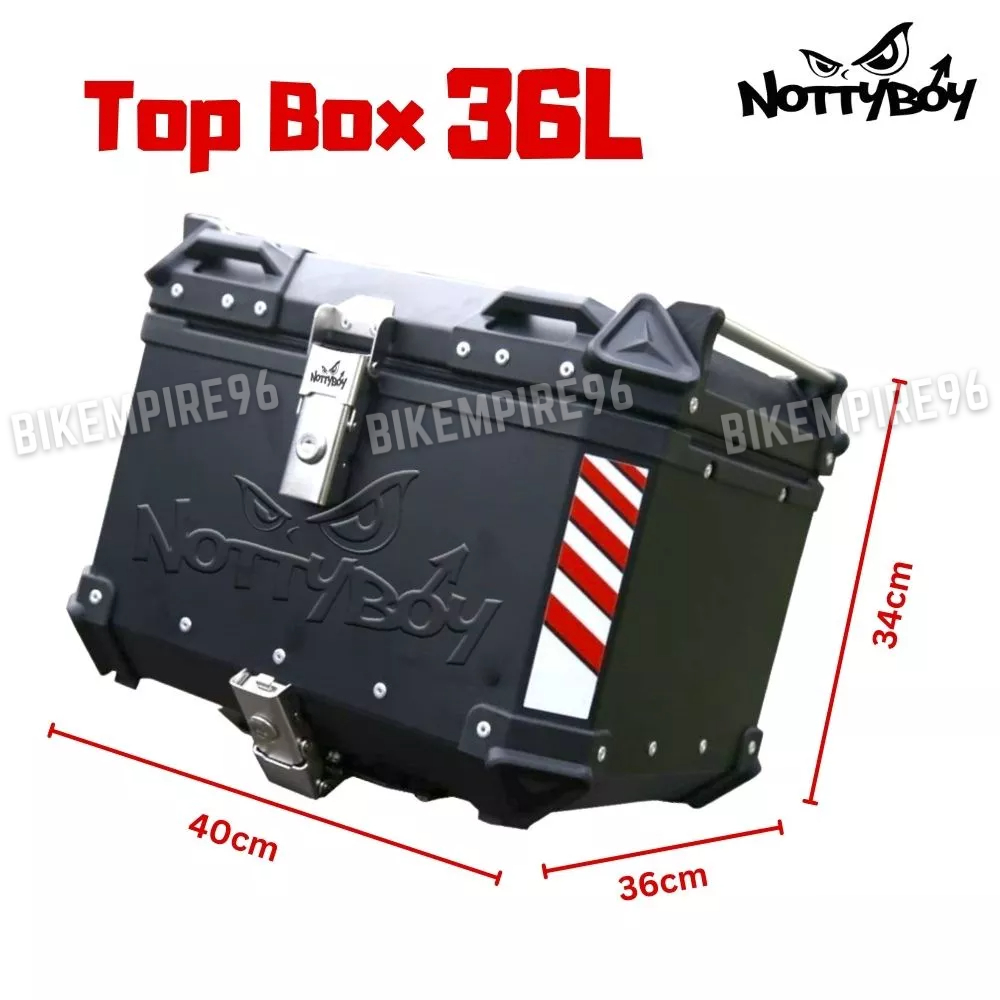 NottyBoy Heavy Duty Aluminum Top Box 28L 36L Premium Design Solid Steel ...