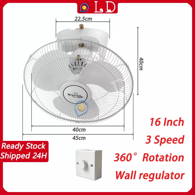 16" Auto Fan 360° Degree, Ceiling Auto Fan, 3 Blades Electronic ...