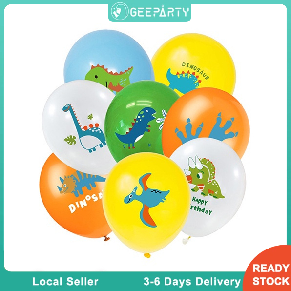 GeeParty 10 Pcs 12 Inch Jurassic Dinosaurs Latex Balloons Set For Kids ...