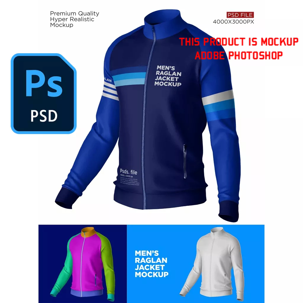 Mens Raglan Jacket Mockup Set | Mockup Tshirt High Quality Photoshop ...