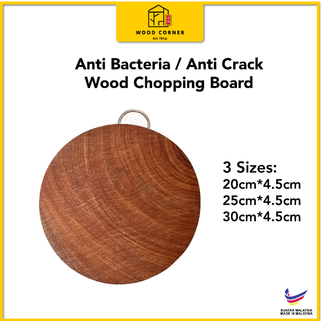 Natural Home Use Round Wood Cutting Chopping Board Solid Wood / Papan ...