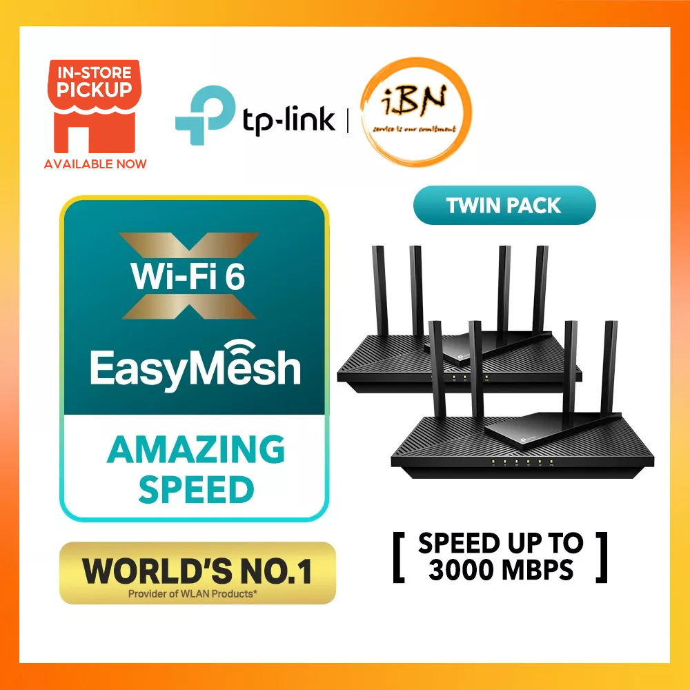 TP-Link Easymesh AX3000 Wifi 6 Dual Band Gigabit High Power Wireless Router With HomeShield ...