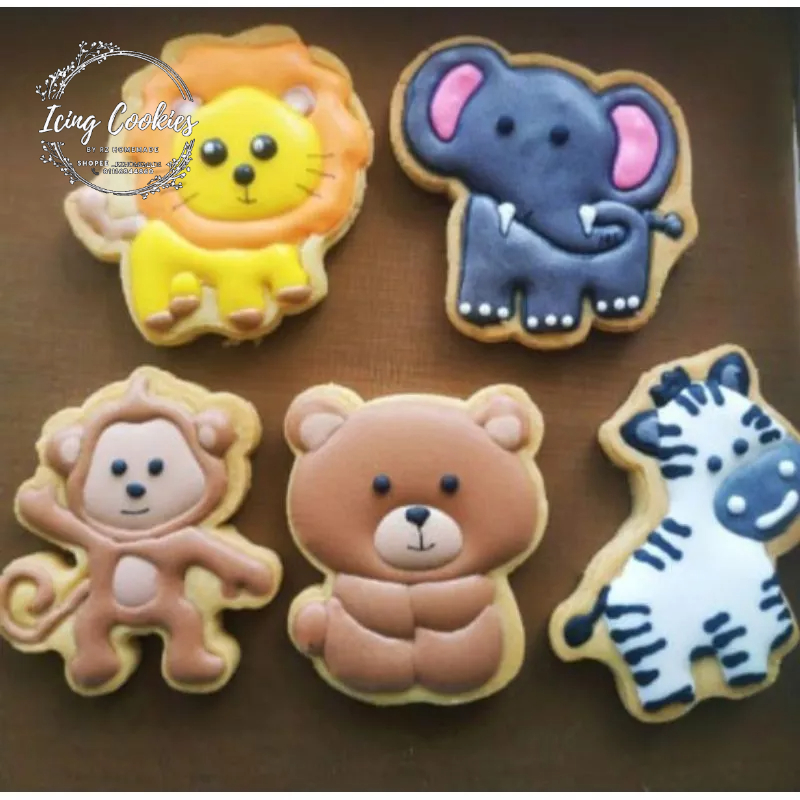 Icing Cookies Animal Theme Birthday Party Cookies Homede HALAL | Shopee ...