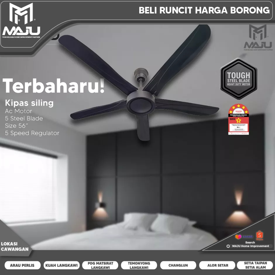 REZO S106 CEILING FAN 5 BLADE 56'' 5 SPEED REGULATOR TYPE | Shopee Malaysia