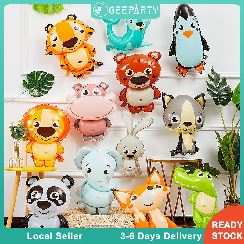 GeeParty New Arrival Cute Lion Elephant Bear Fox Animal Foil Balloon Belon Lion Safari Zoo ...