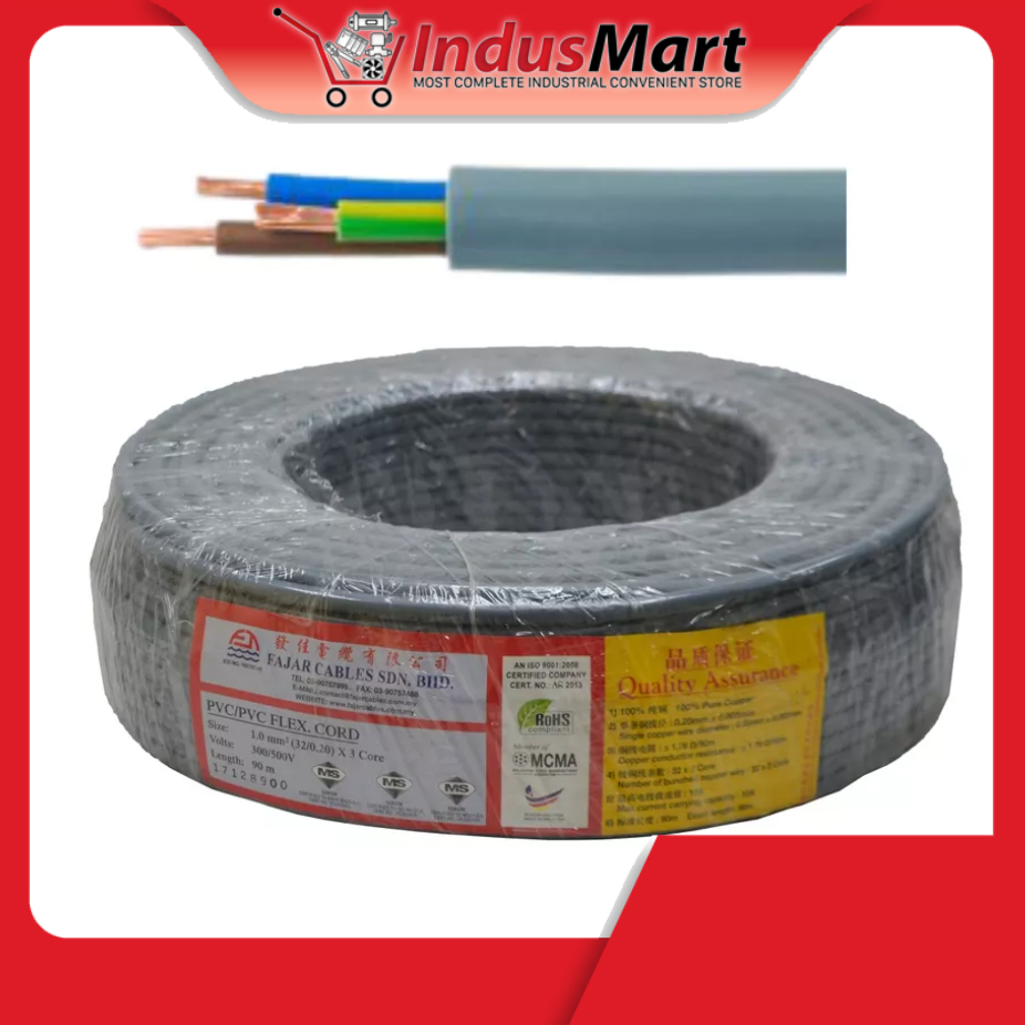 FAJAR 3 CORE 0.5mm FLEXIBLE CABLE - GREY (mtrs) | Shopee Malaysia