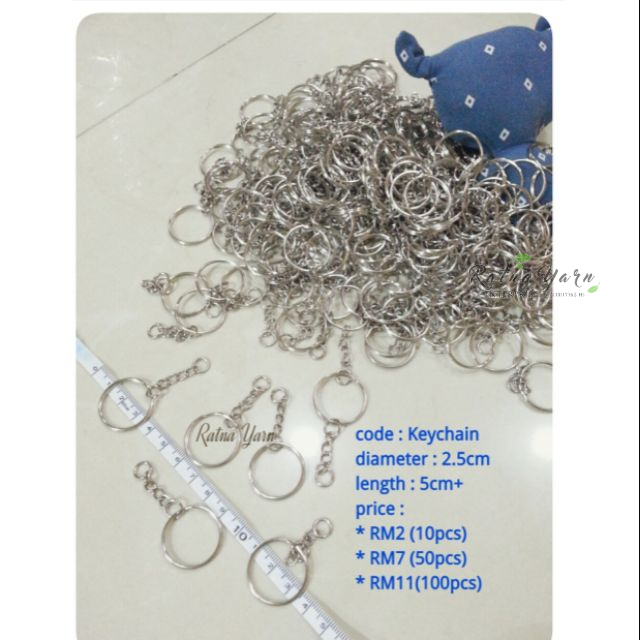 🍒RatnaYarn🍒 Rantai kunci / key chain 25mm silver gold / DIY accessories ...