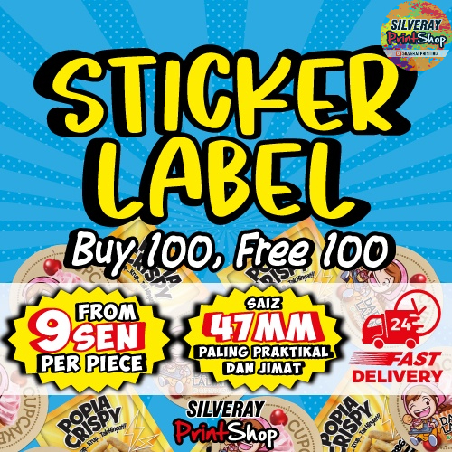 STICKER LABEL STRONG GLUE PELEKAT PRODUK PRINTING DESIGN SAIZ 47mm ...