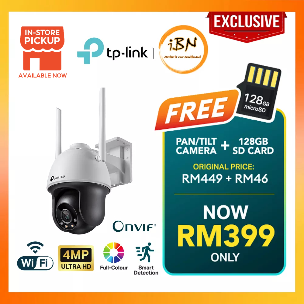TP-Link 4MP Outdoor VIGI C540 Full-Color Wi-Fi Pan Tilt High Definition Bullet Network Camera ...