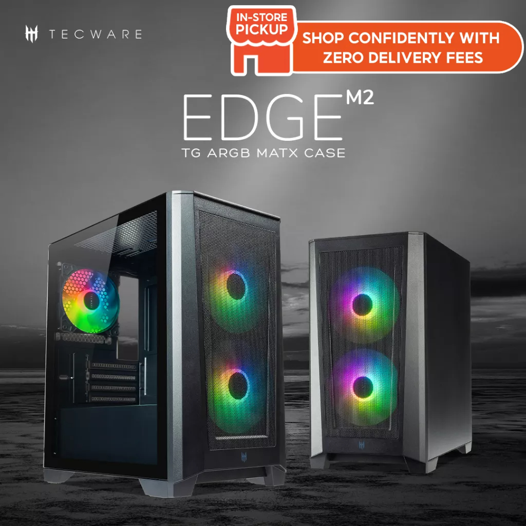 # TECWARE Edge M2 - Mid Tower ARGB mATX T.G PC Case With 2x140mm & 1x120mm ARGB Fans Pre ...