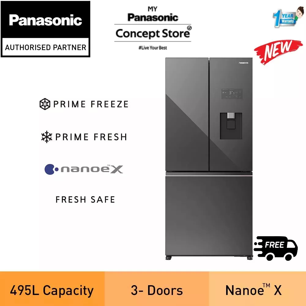 PANASONIC NR-CW530X 495L PRIME+ EDITION PREMIUM 3 DOORS REFRIGERATOR NR ...