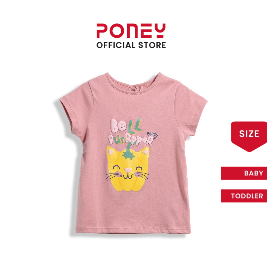 [DEALS] Poney Bell Pepper Cat Girls Short Sleeve Tee | Shopee Malaysia