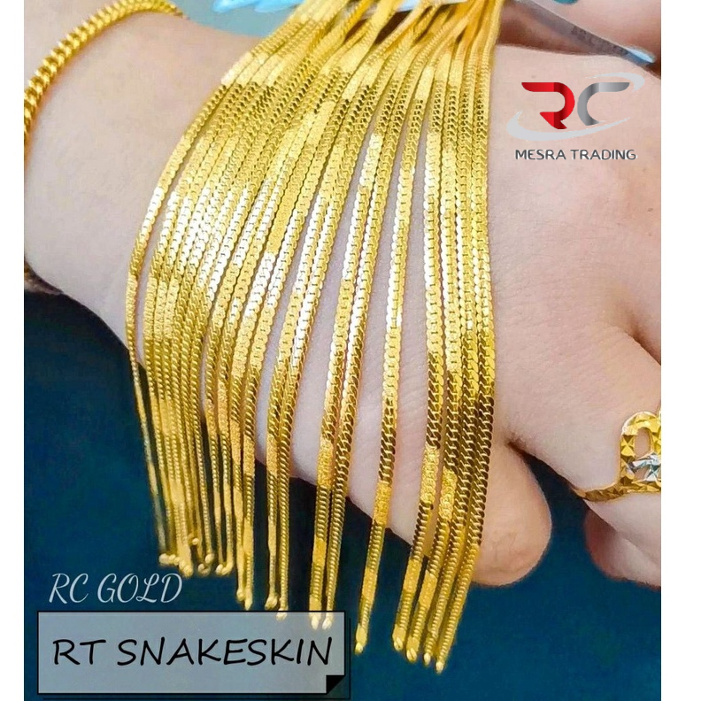 RANTAI TANGAN SNAKE SKIN DEWASA DAN BUDAK BAJET EMAS TULEN 916 GELANG ...