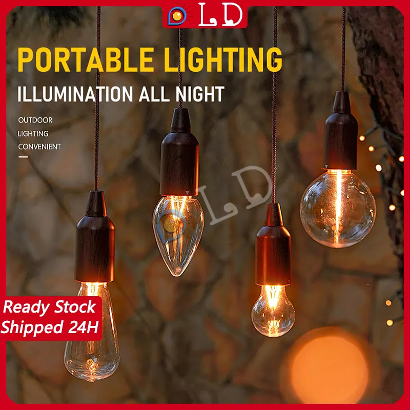 Waterproof Camping Hanging Pull String Light Atmosphere Lamp Warm Light ...