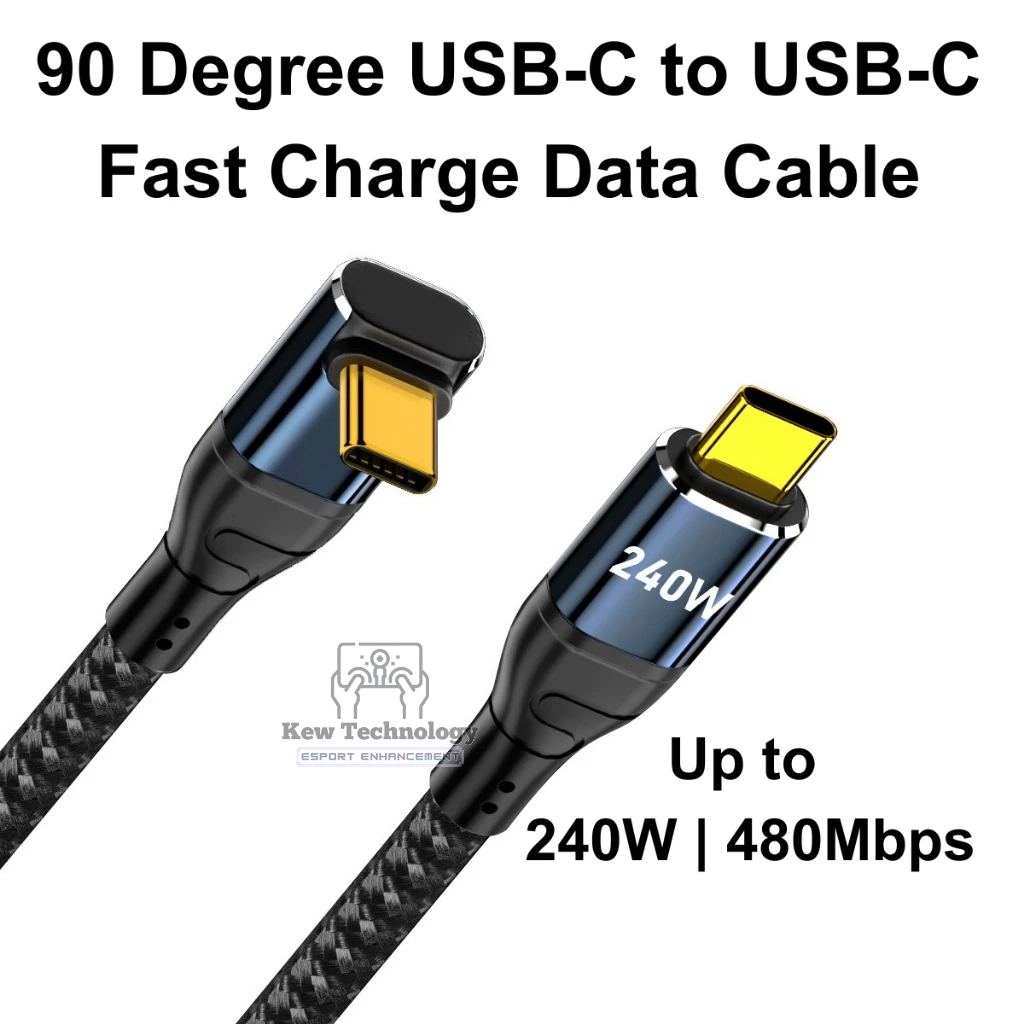 90 Degree Type C to Type C Cable Right Angle Fast Charge Cable L Shape ...
