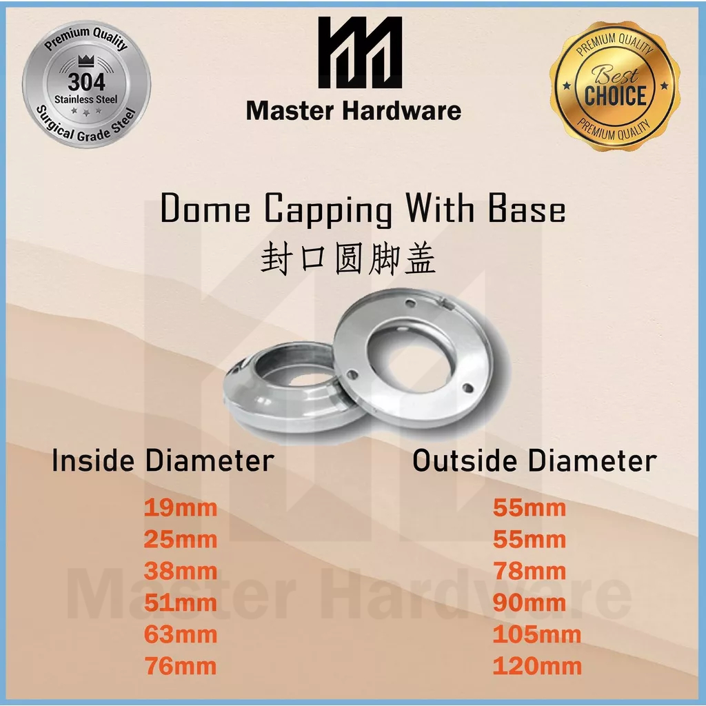SUS DOME CAPPING WITH BASE 封口圆脚盖 Q032 | Shopee Malaysia