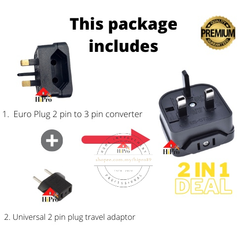 Euro Electrical Plug Converter BS-5732 - 2 Pin (Flat Pin&Round Pin) to ...