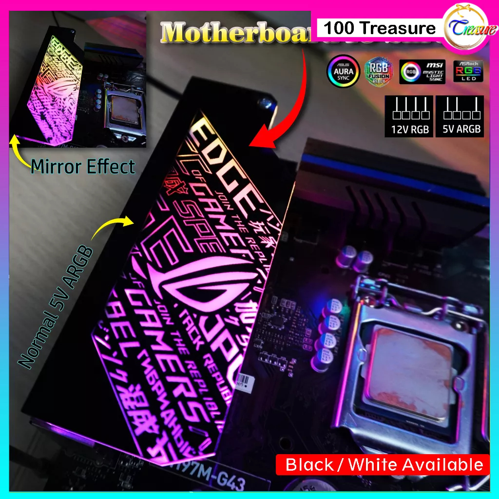 Custom Made: Black White Motherboard IO Shroud Light Board 5V ARGB 12V ...
