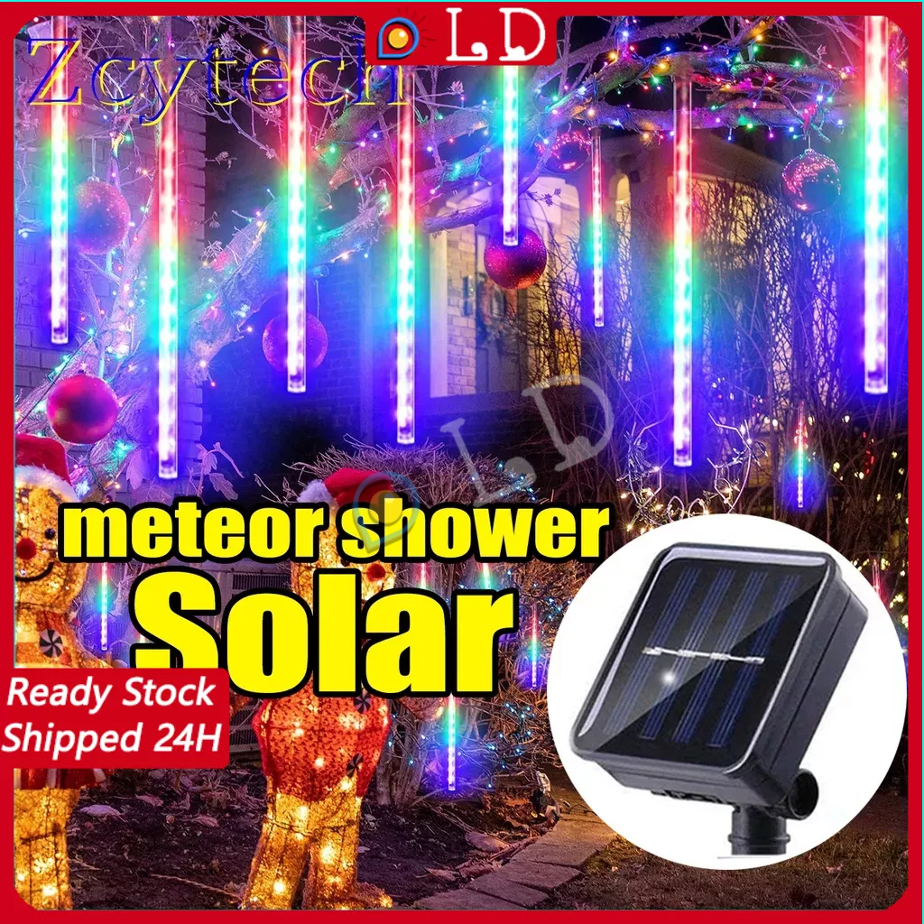 Solar LED Meteor Shower Rain Lights Fairy String Lights Outdoor ...