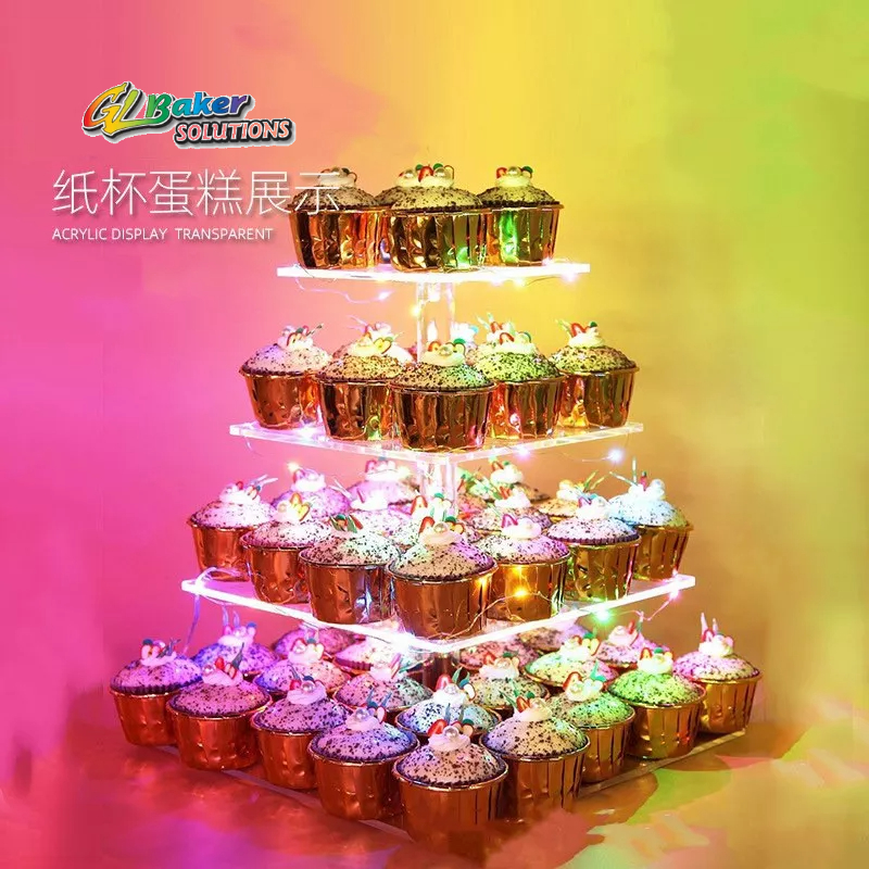 LOCAL READY STOCK 4 Tiers LED Light Cake Stand Acrylic Cake Display ...