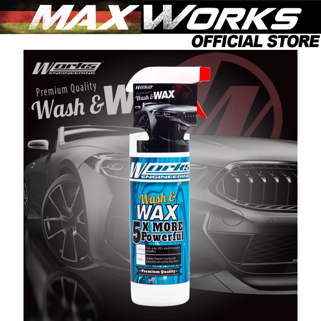 Works Wash & Wax 5X More Powerful Wax Protection (Premium Quality) Car ...