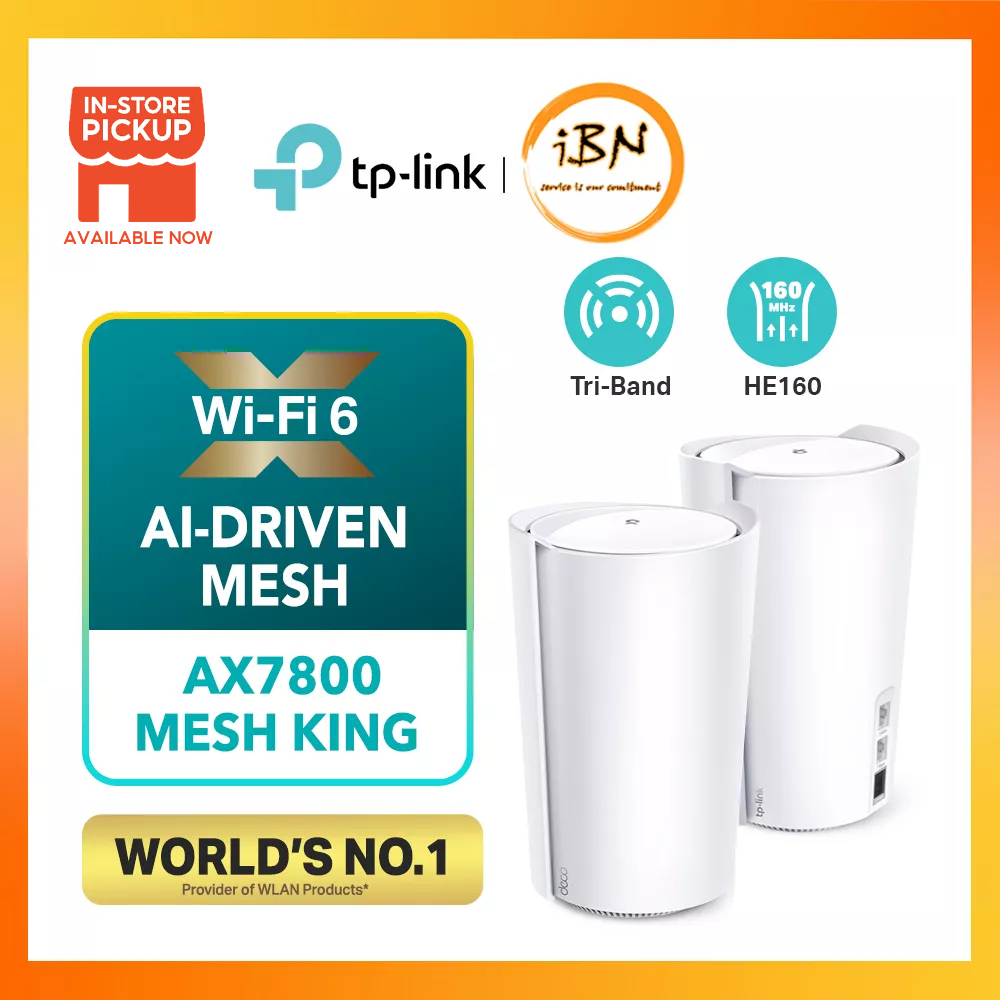 TP-LINK AX7800 1/2PACK Tri-Band 2.5G Port HE160 Whole Home Ai-Driven AX WIFI 6 Mesh WIFI Router ...