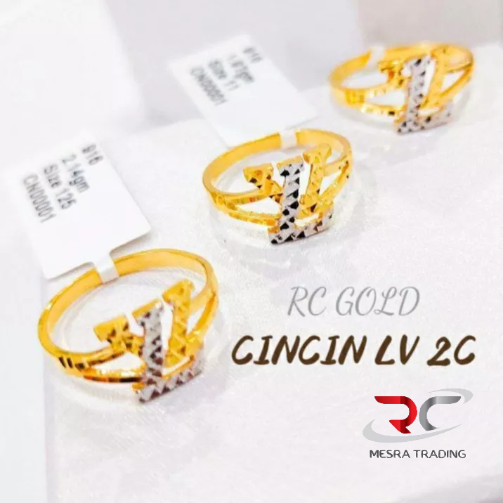 CINCIN LV 2C EMAS TULEN 916 CN LV PAHAT CROME EMAS 916 FASHION GOLD ...