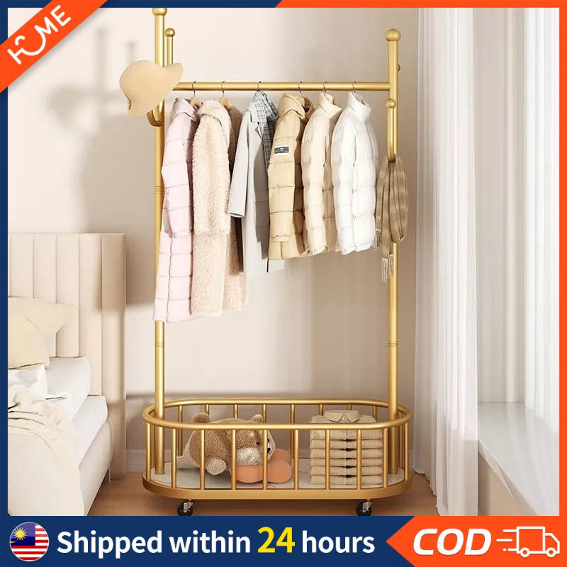 Wheels Clothing Rack with Wheels Baju Rack Railing baju Luxury Drying ...