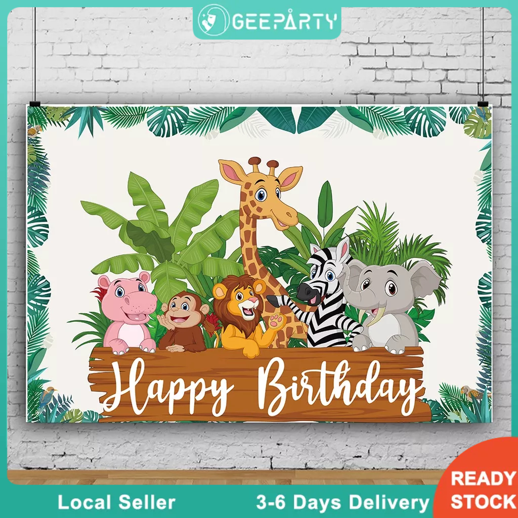 GeeParty 150*100 cm Jungle Safari Animal Photography Backdrop Cloth Kid ...